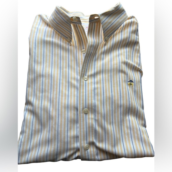 Brooks Brothers | Shirts | Xxl Brooks Brothers Button Down Shirt Yellow And Blue Striped | Poshmark